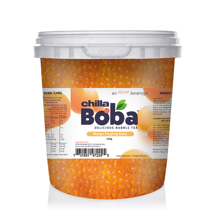 Mango Popping Boba 3.2kg - Not Kosher – Chilla Beverage Co